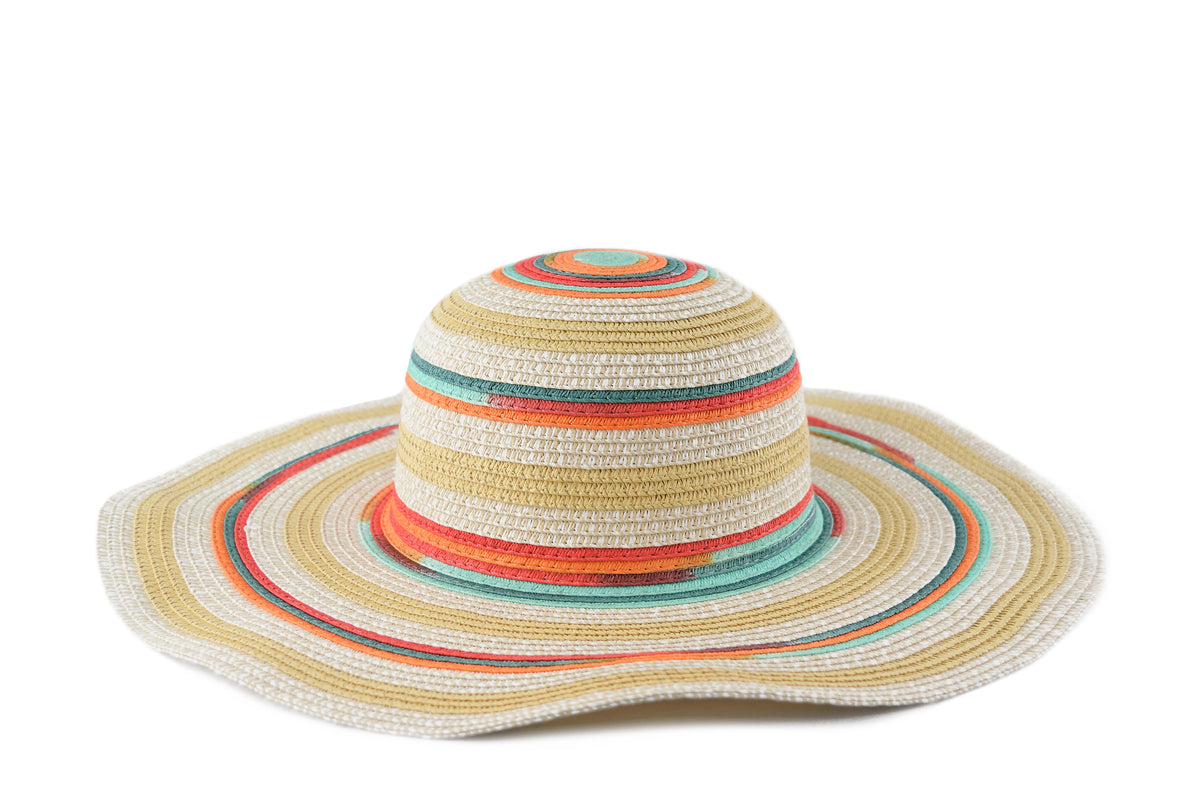 Sun Hat Big Brim Tropical Swirl – Vibrant Colorful Straw Hat with 4.5 ...