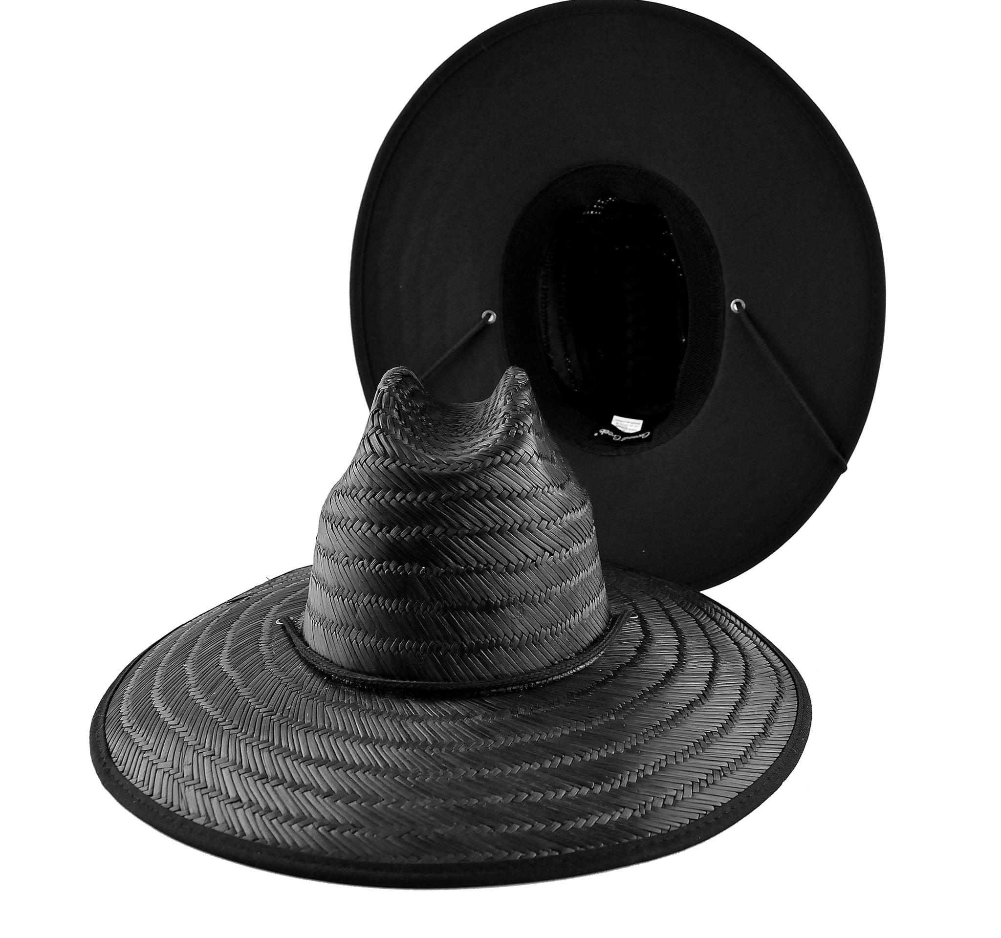 Tea Stain Straw Lifeguard Hat - Black Cloth Under Brim – Florida Hat ...